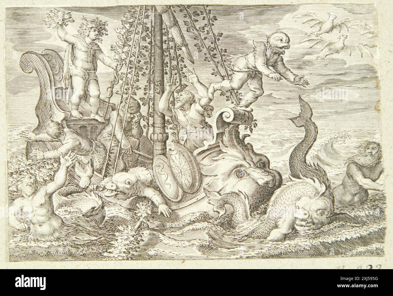 The Tyrrhenian sailors are turned into dolphins Matham, Jacob 1571 ...