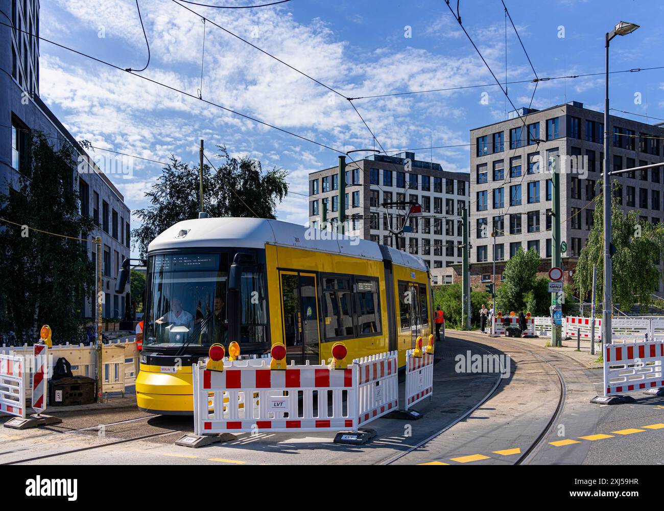 Construction work on the tram connection at Berlin Nordbahnhof, Berlin ...