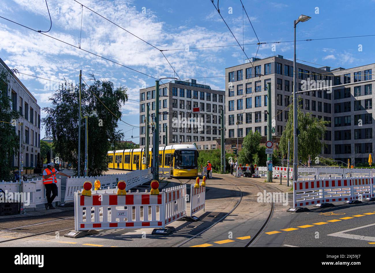 Construction work on the tram connection at Berlin Nordbahnhof, Berlin ...