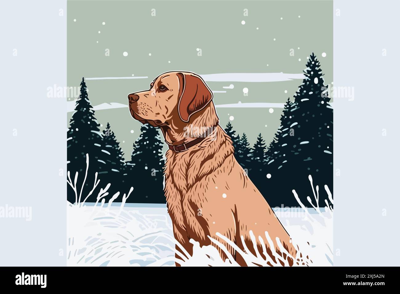 Dog winter vector illustration Stock Vector Image & Art - Alamy