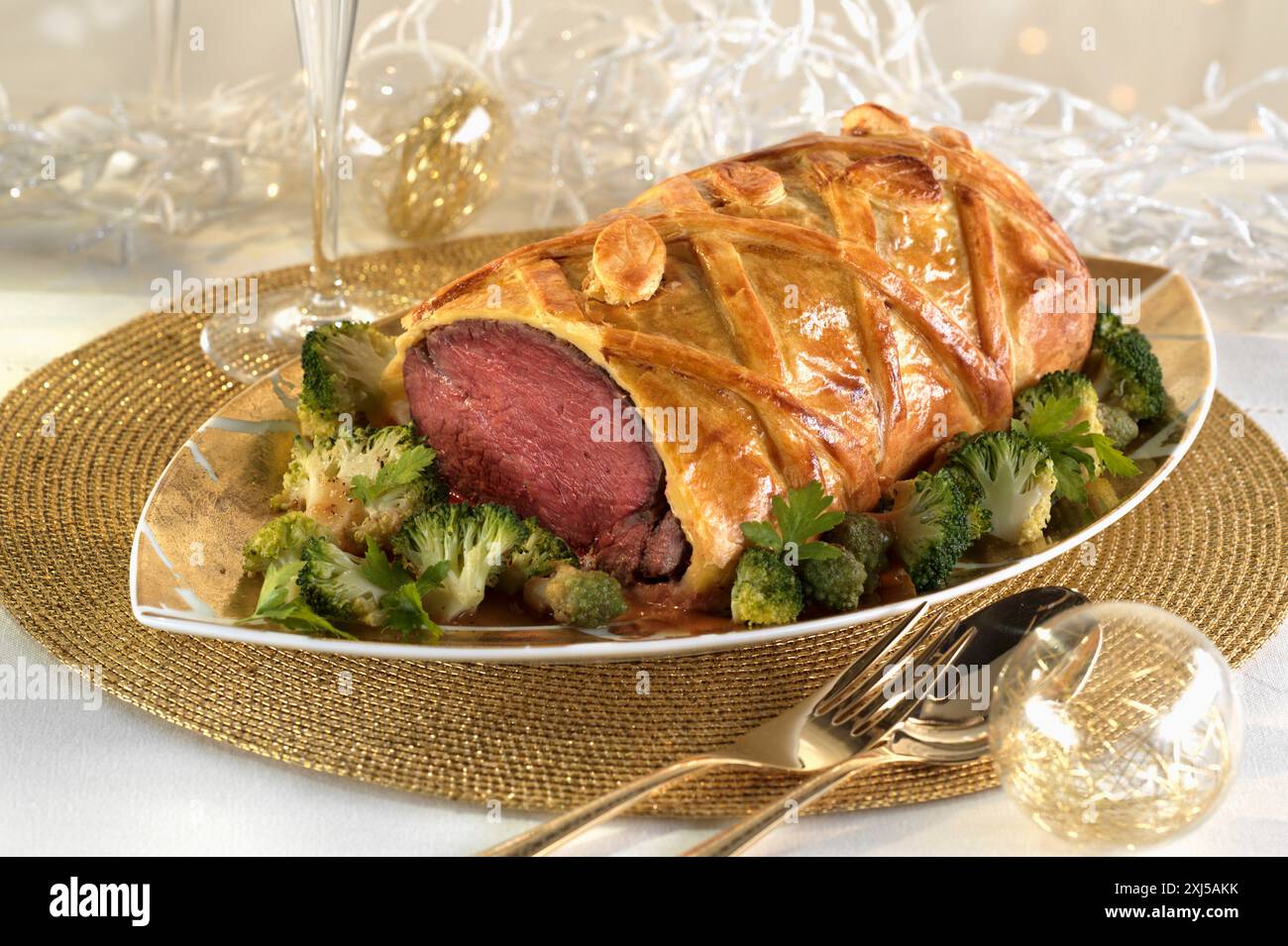 Roast beef in pastry crust ,foie gras sauce Stock Photo - Alamy