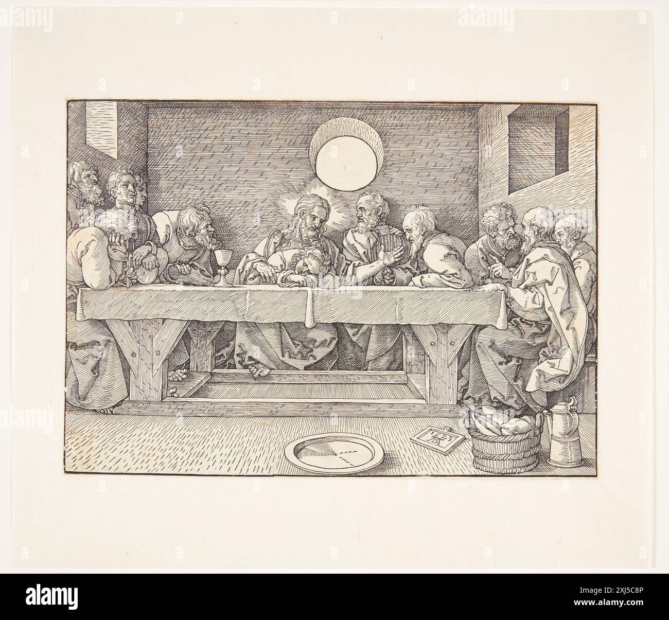 Woodcut by Albrecht Dürer showing the Last Supper with Christ, apostles ...