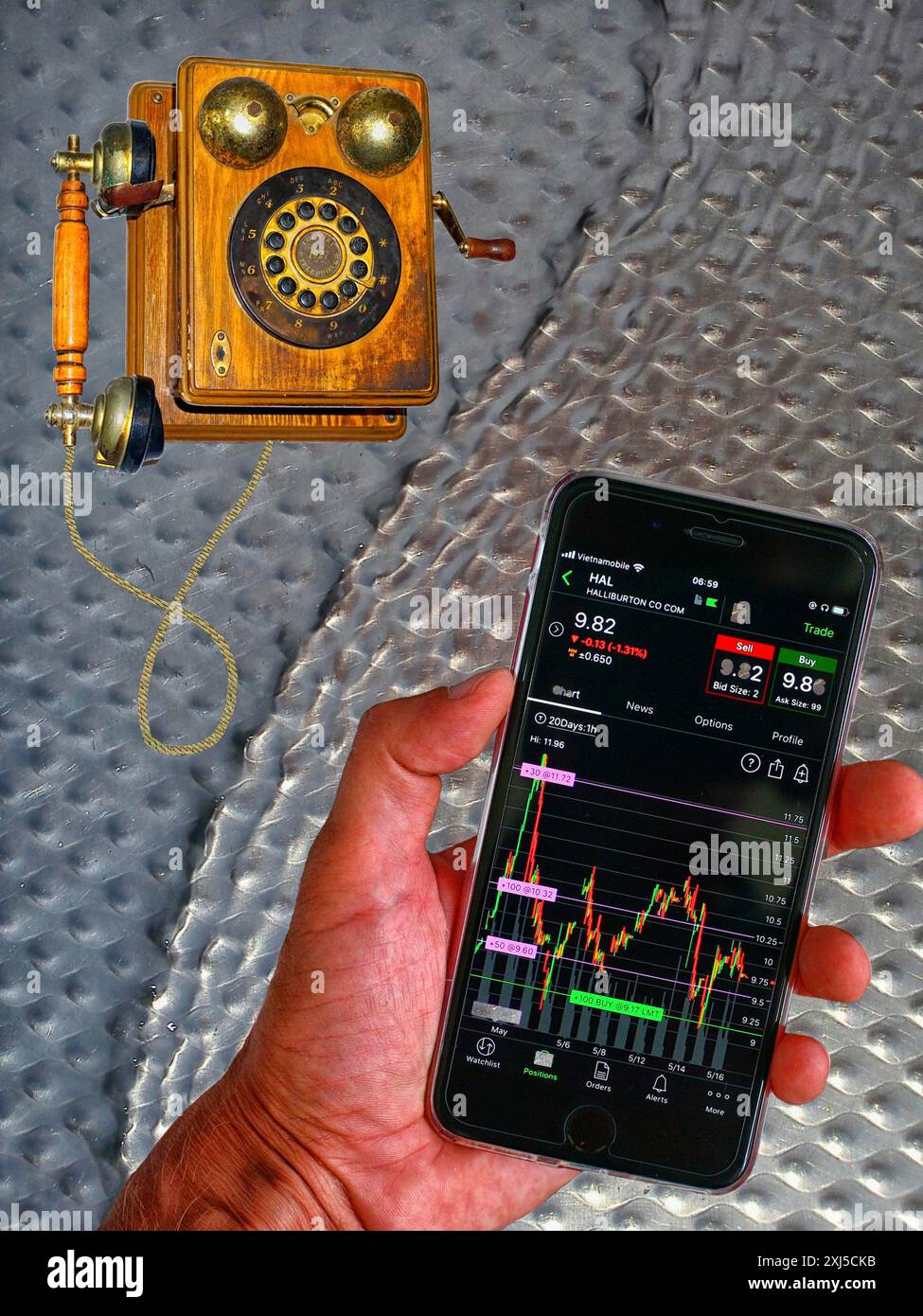 Symbolic image, telephone, mobile phone, smartphone, progress, future ...