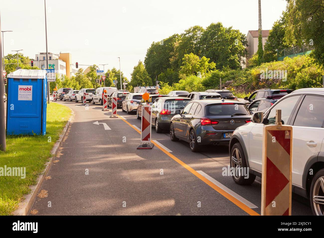 Roadworks, traffic congestion, traffic situation, obstruction, traffic ...