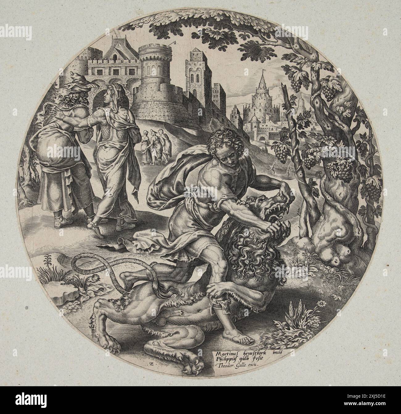 Samson rending the lion Galle, Philips 1537 - 1612, Heemskerck, Maarten ...