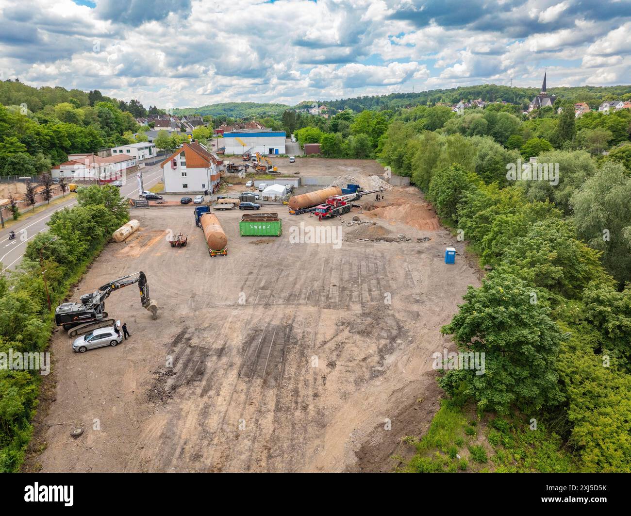 Landscape view of a large construction site in the countryside ...