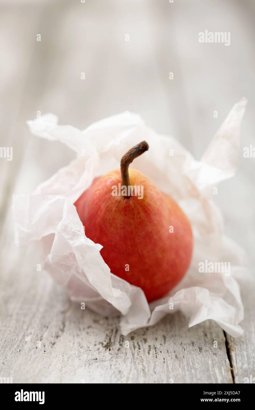 Pear wrapped in silk paper Stock Photo - Alamy