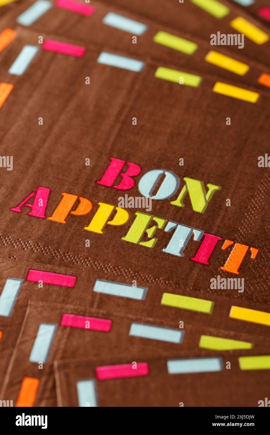 Bon appétit written on a set of placemats Stock Photo - Alamy