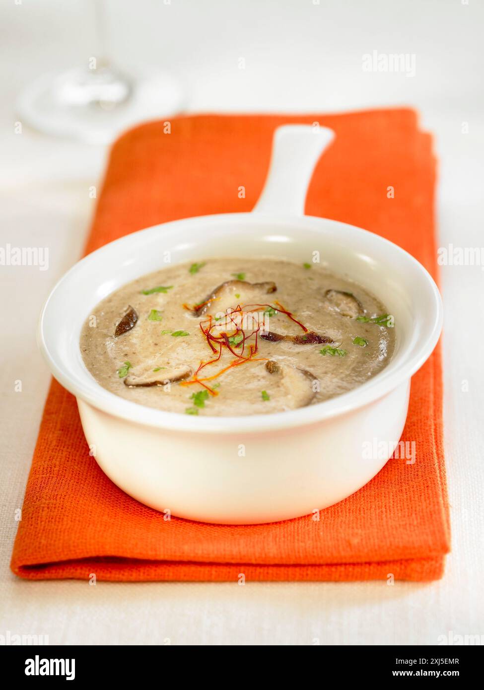 Cream of shiitake mushroom soup Stock Photo - Alamy