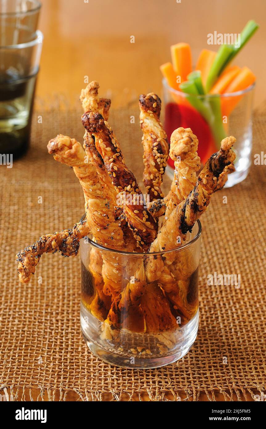 Flaky pastry aperitif sticks Stock Photo - Alamy