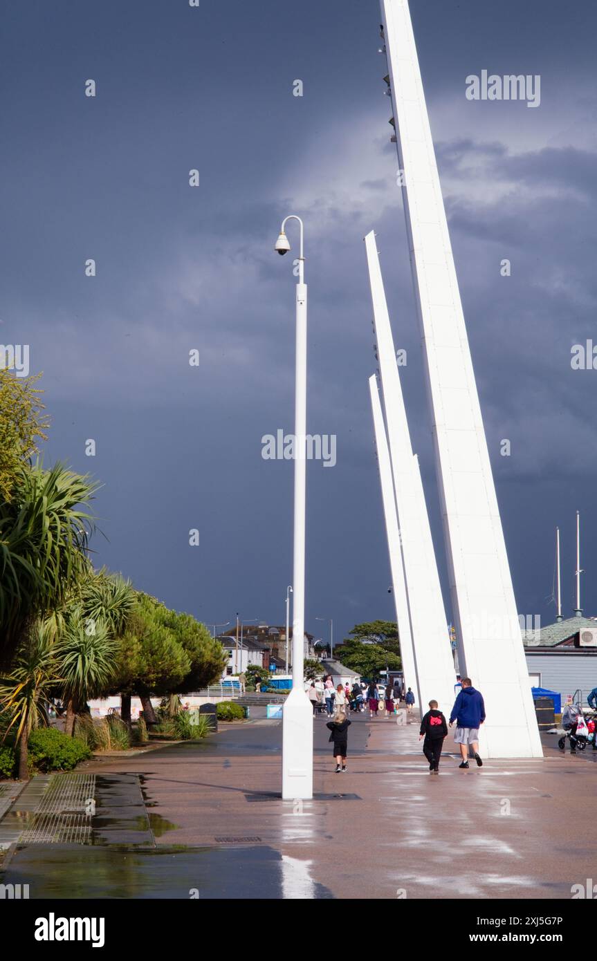 Looking along the seafront at Southend on Sea after a heavy rain shower ...
