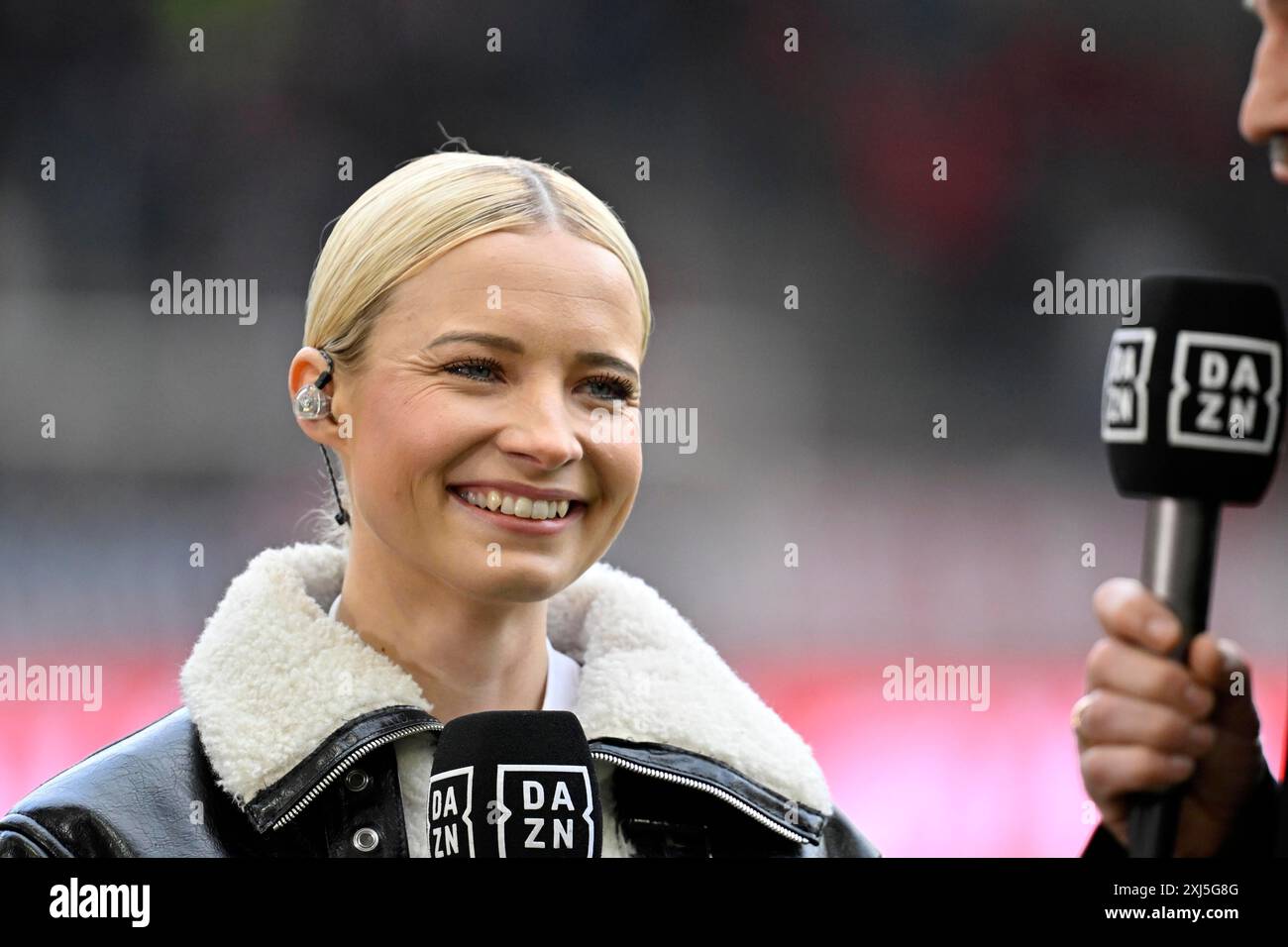 DAZN presenter Lena Cassel, portrait, smiles, interview with TV expert ...