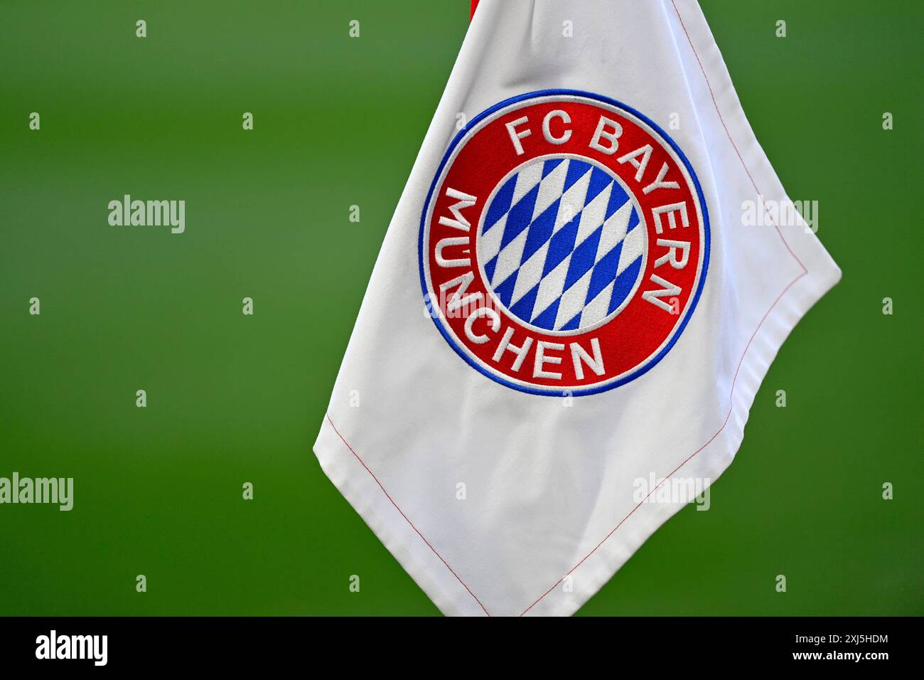 Corner flag, FC Bayern Munich logo, FCB, Allianz Arena, Munich, Bavaria ...