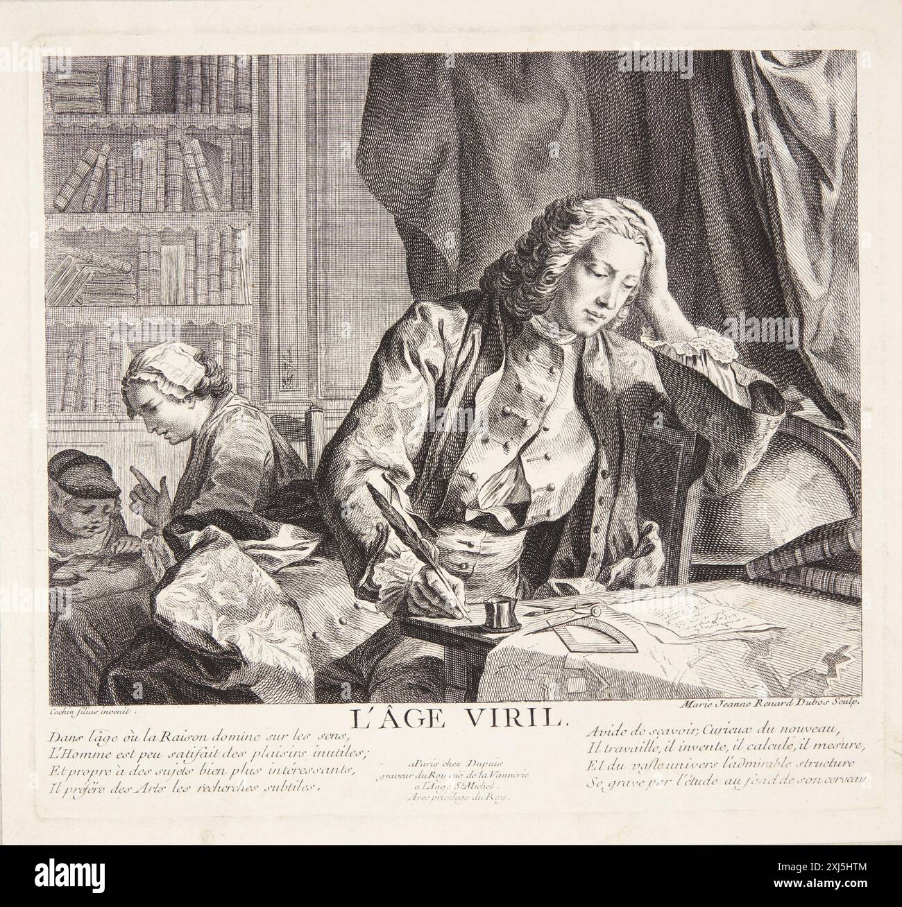 Copper engraving by Marie Jeanne Renard Dubos (1700–1799) and Charles ...