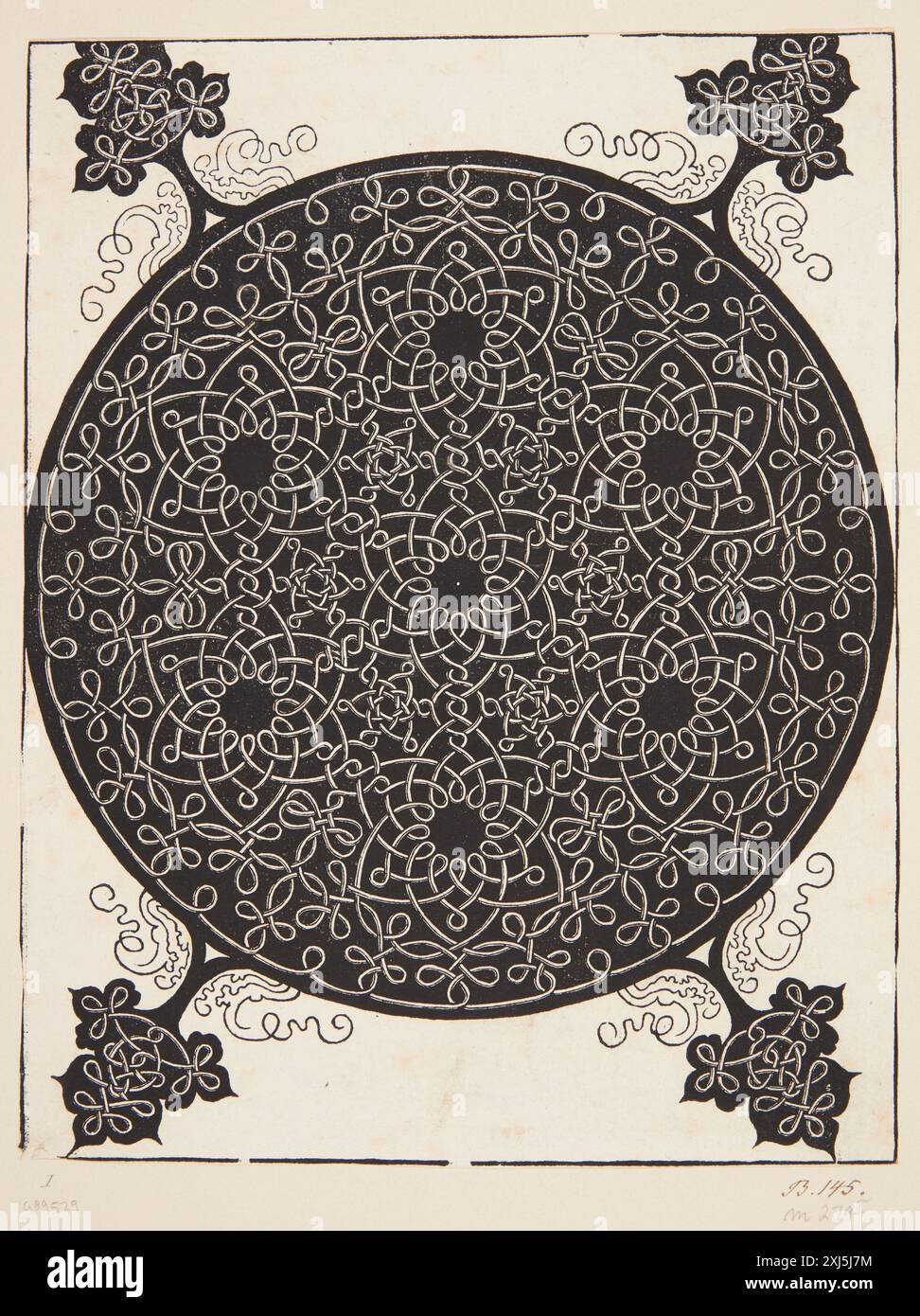 A woodcut by Albrecht Dürer showing an interlaced cord pattern with ...