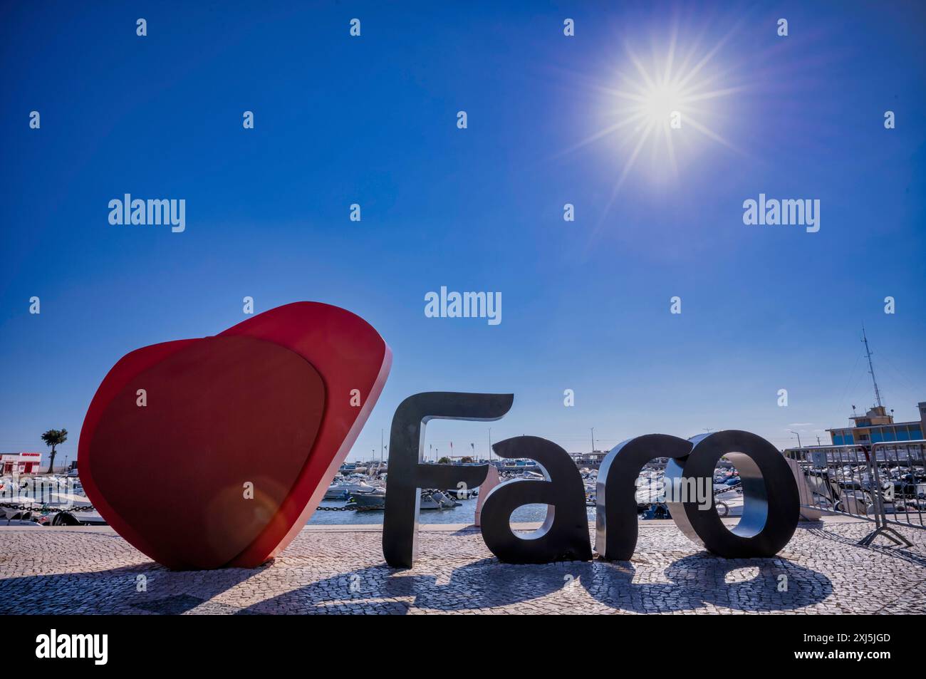 Logo, heart, lettering, old town, Faro, Algarve, Portugal Stock Photo ...