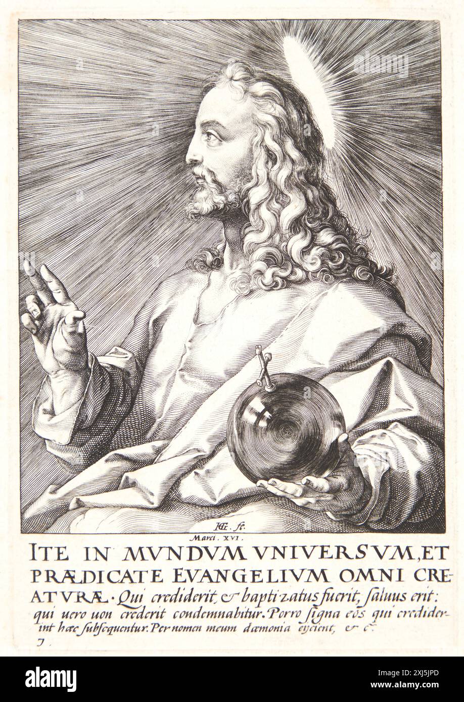 Copper engraving by Hendrick Goltzius depicting Christ in detailed ...