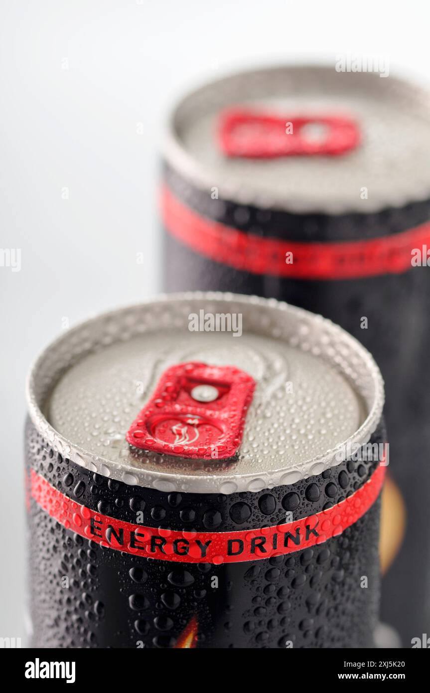 Cans of energy drink Stock Photo - Alamy