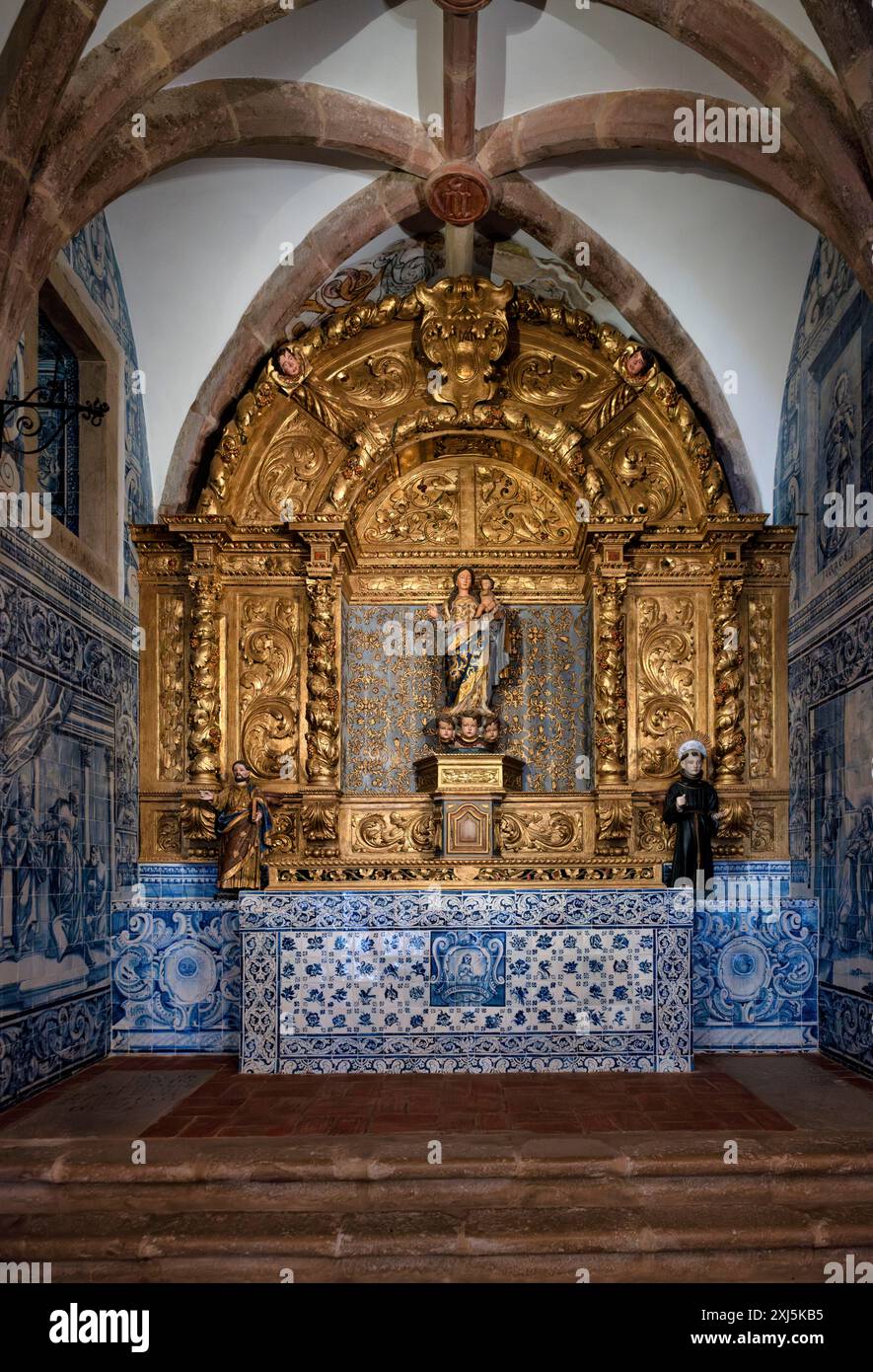 Interior view of the church Igreja Matriz de Sao Clemente, side altar ...