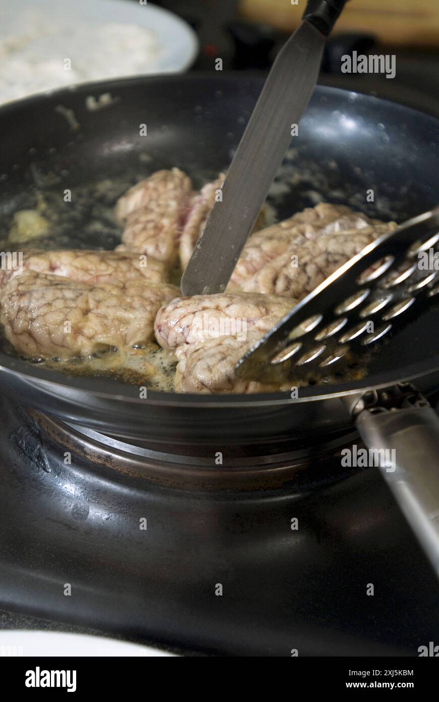 Pan-frying the brains Stock Photo - Alamy