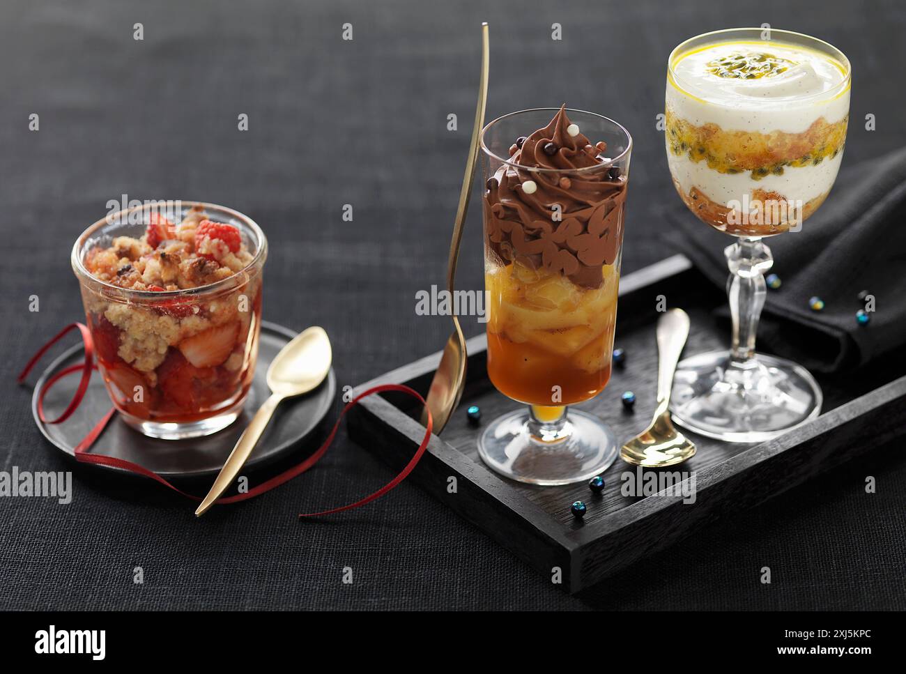 Strawberry crumble verrine,and two different fruit and cream desserts ...