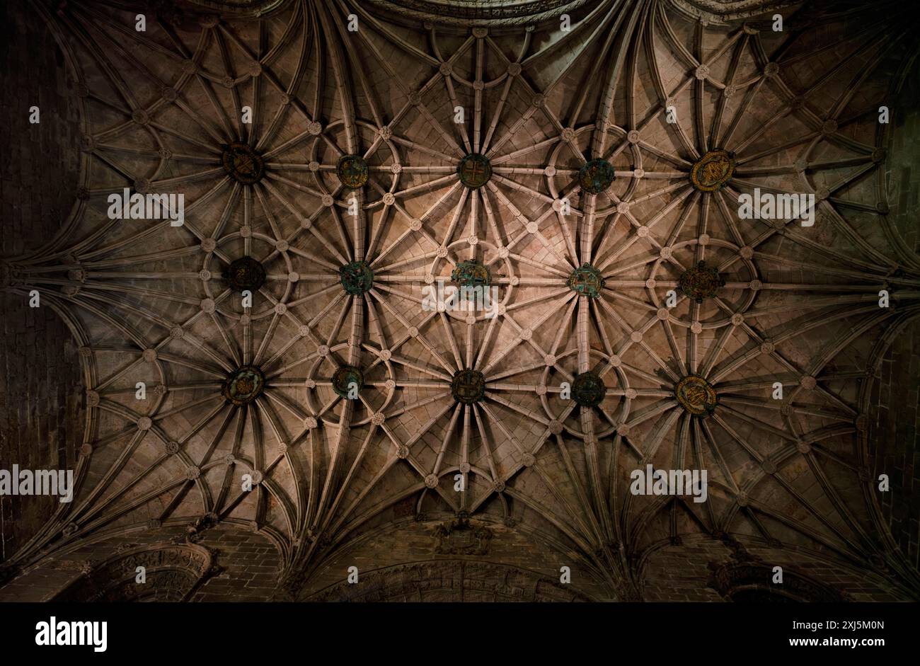 Interior view, ribbed vault, ceiling, monastery church Igreja Santa ...