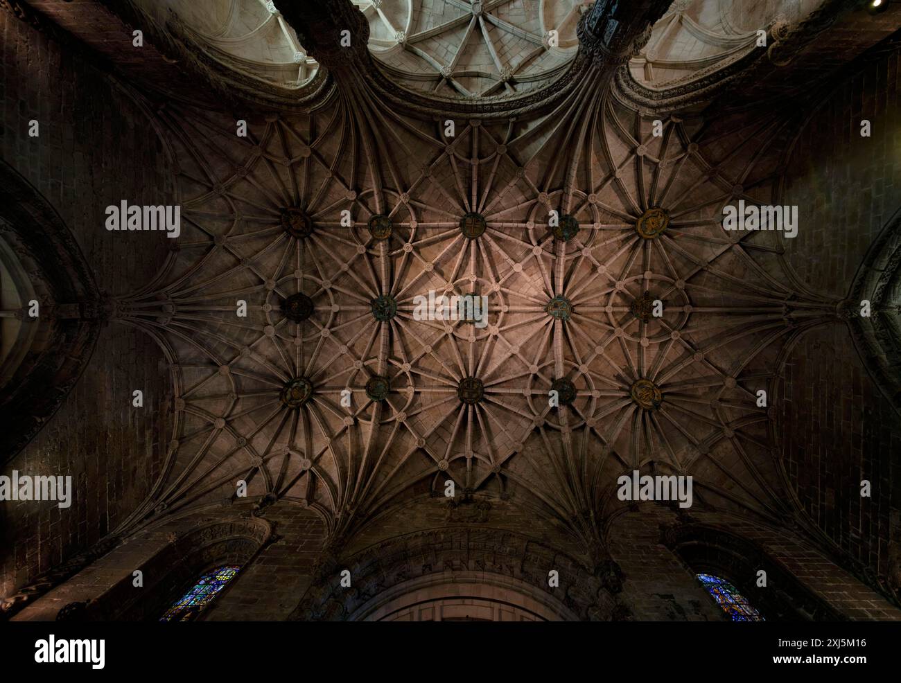 Interior view, ribbed vault, ceiling, monastery church Igreja Santa ...