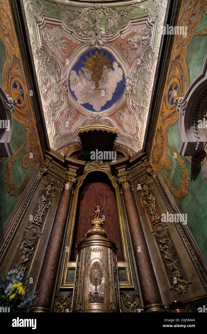 Interior, Rococo stucco, ceiling painting, monastery, church Igreja e ...