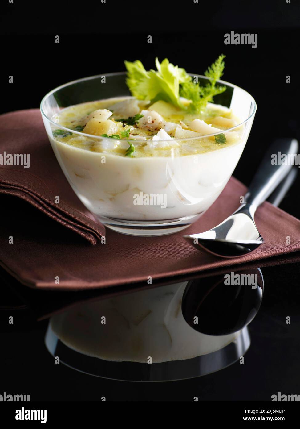 Potato,milk and salt-cod chowder Stock Photo - Alamy