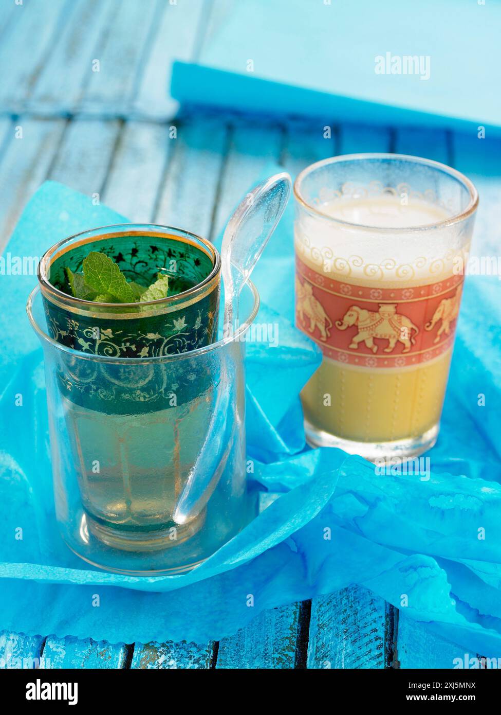 Iced mint tea and Indian -style iced tea Stock Photo - Alamy