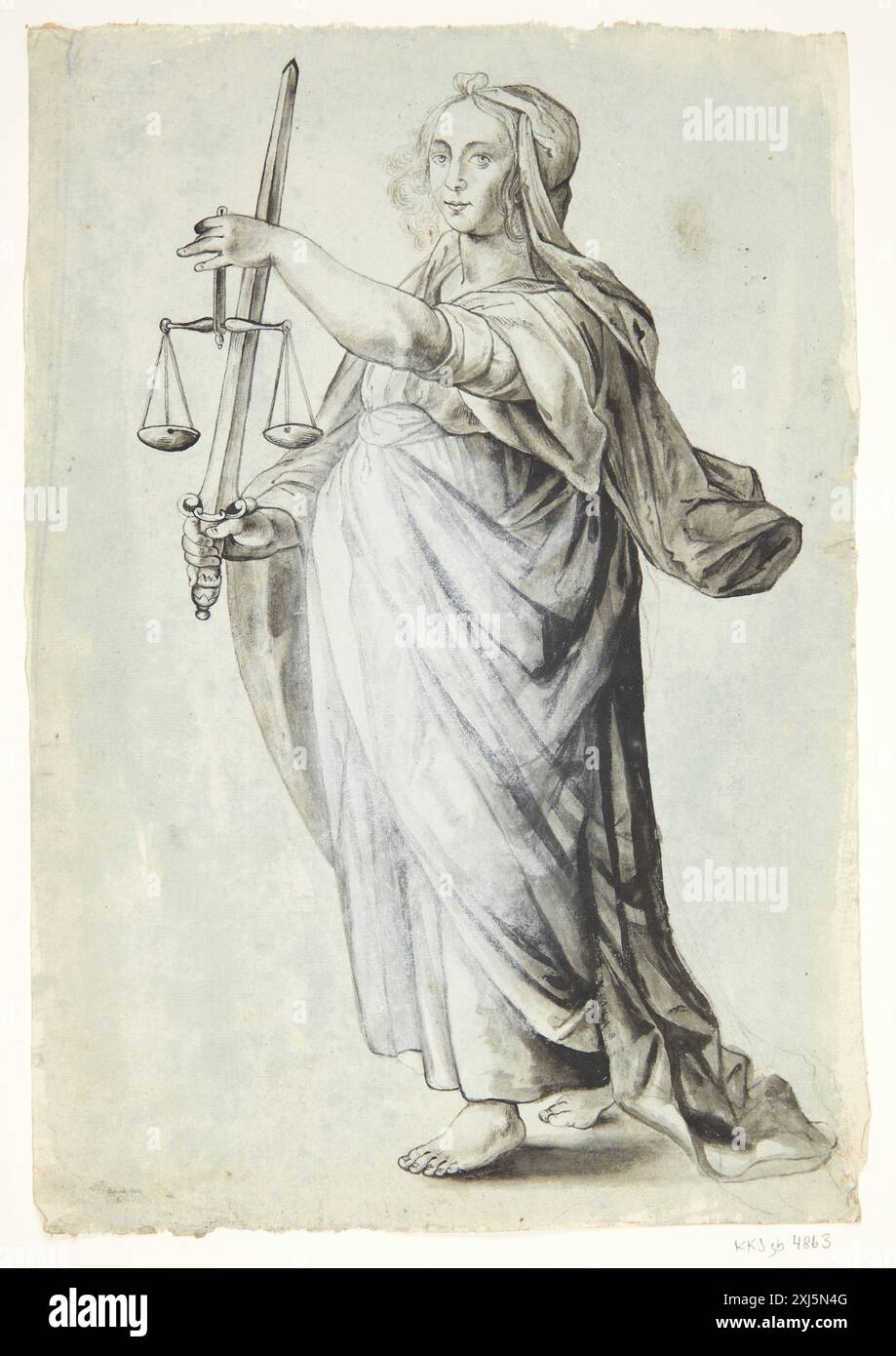 Drawing by unknown artists depicting the allegorical figure of Justice ...