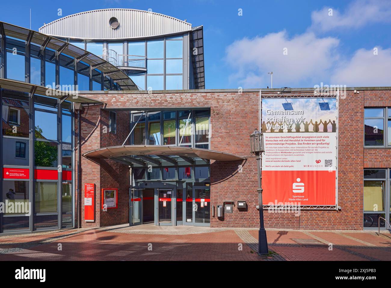 Entrance of Sparkasse Stade-Altes Land in Stade, Hanseatic city ...