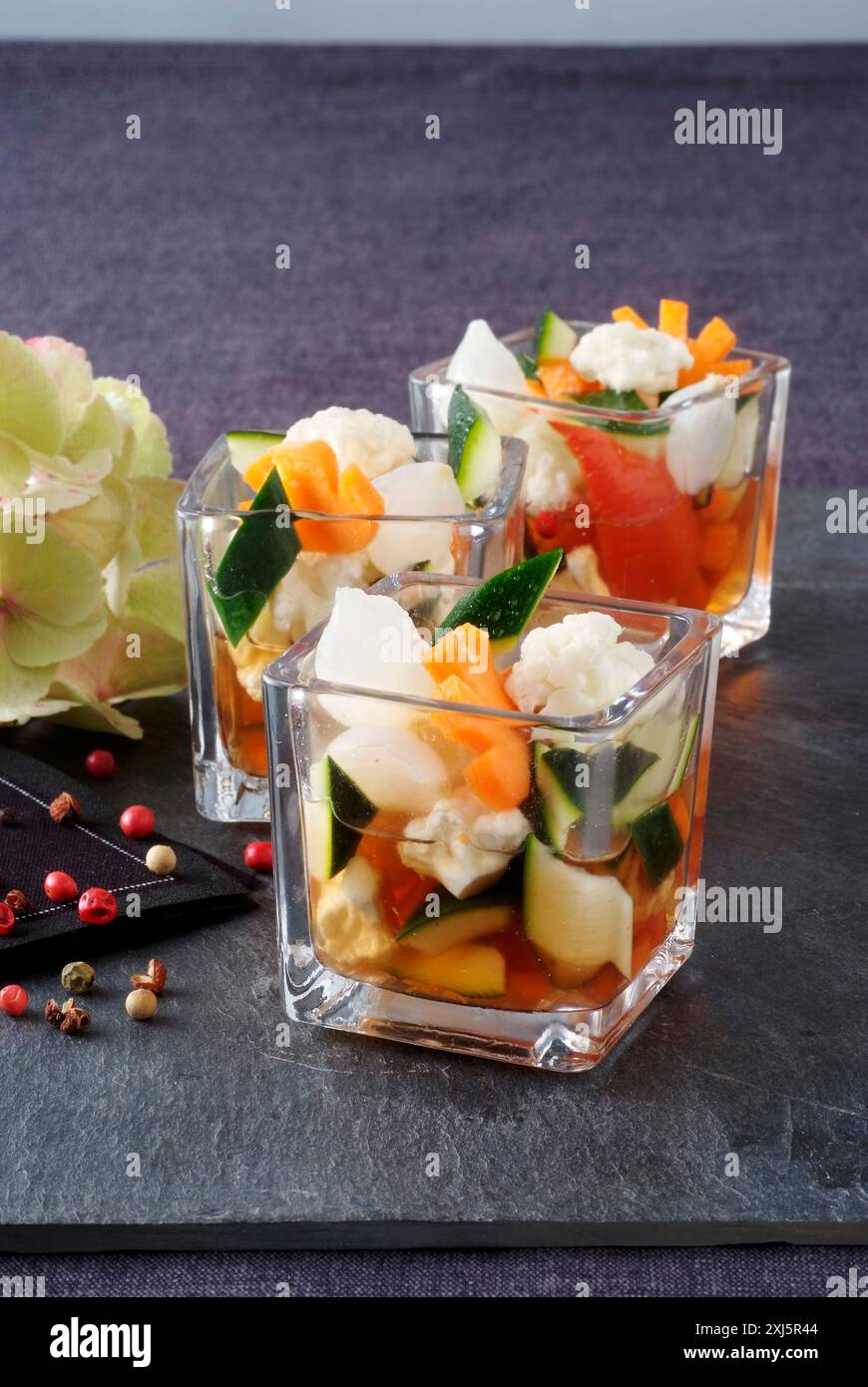 Crunchy vegetable Verrines Stock Photo - Alamy