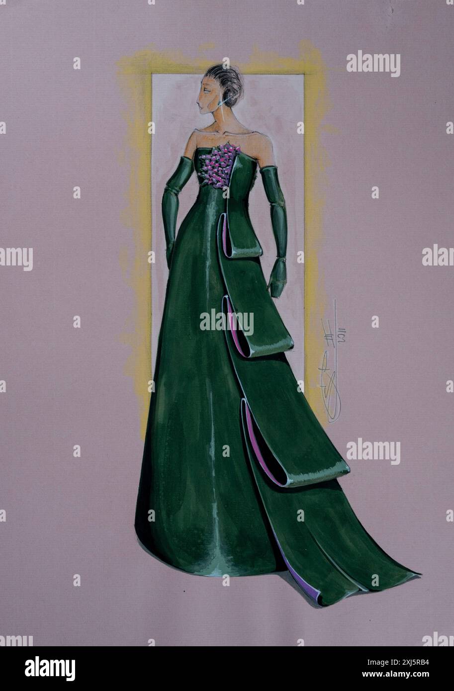 Evening dress, fashion sketch, fashion design, women's fashion, haute ...