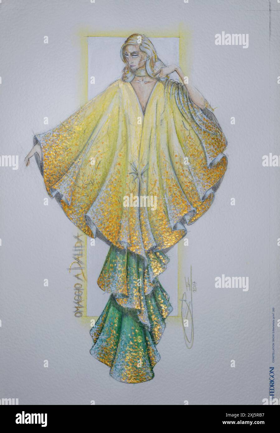 Homage to Dalida, evening dress, fashion sketch, fashion design, women ...