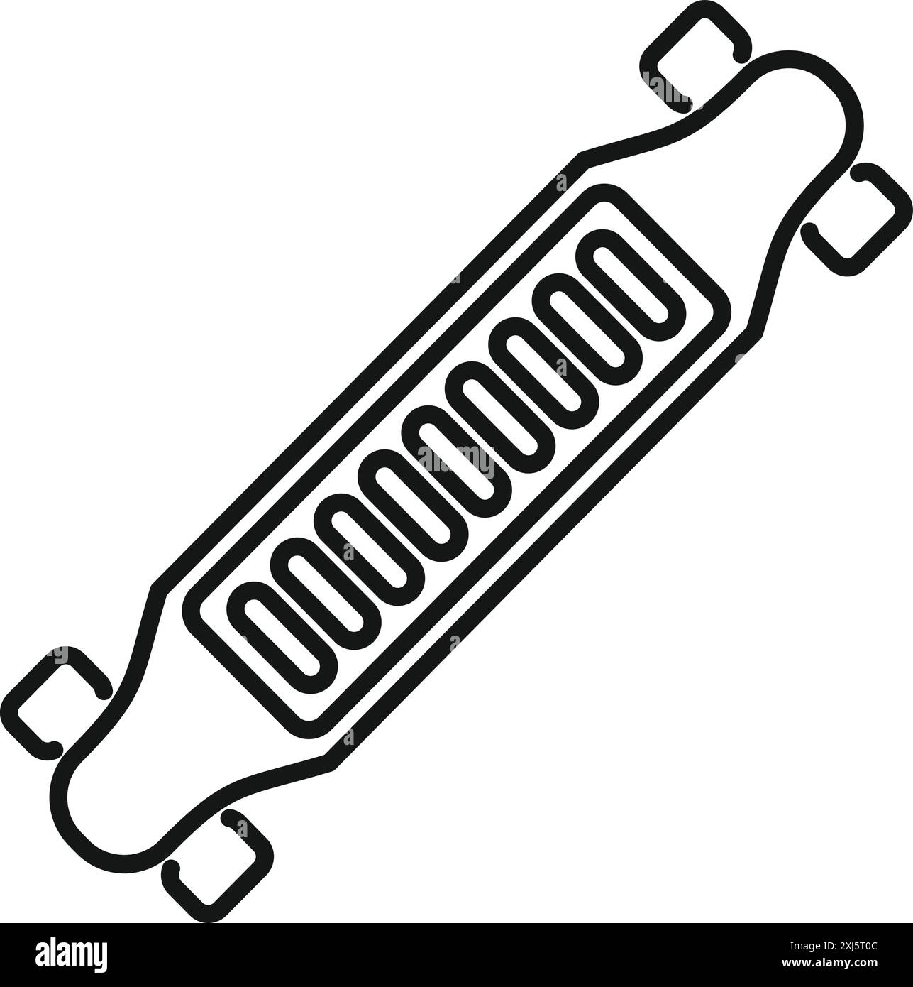 Simple icon of a longboard, showing its wheels and deck in a top view ...