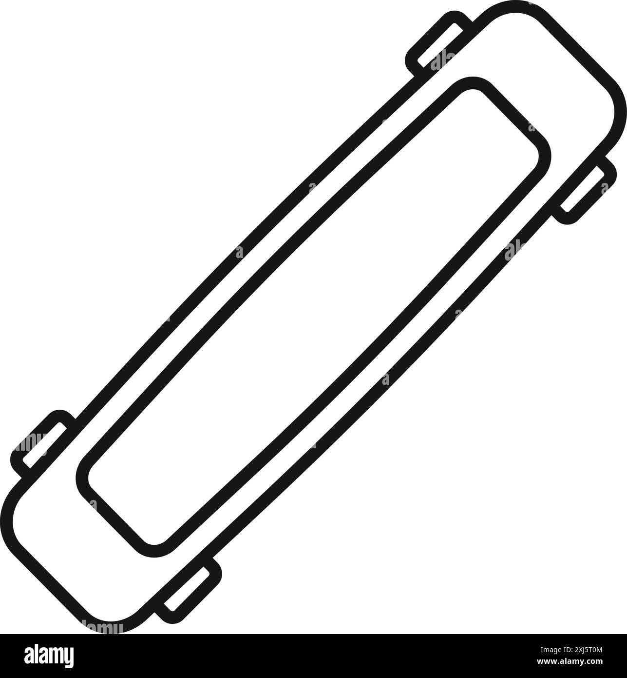 Simple black line icon of a longboard skateboard viewed from above on a ...