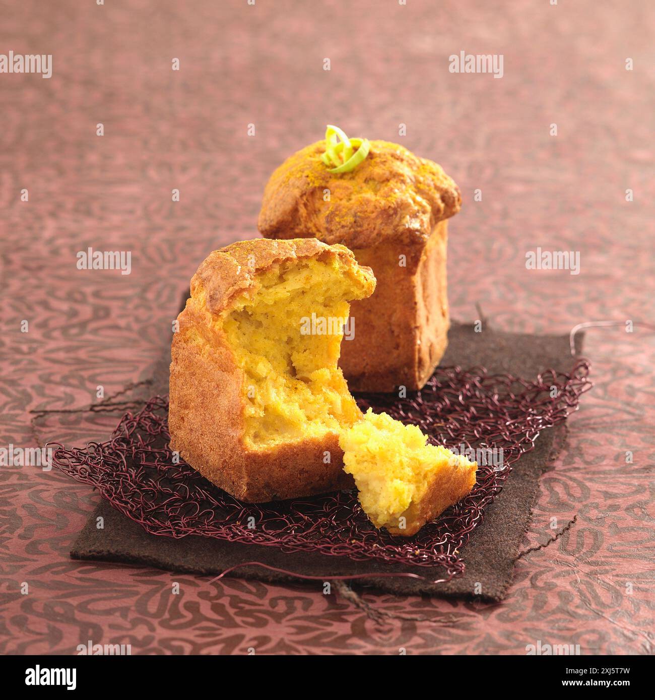 Leek and curry savoury cakes Stock Photo - Alamy