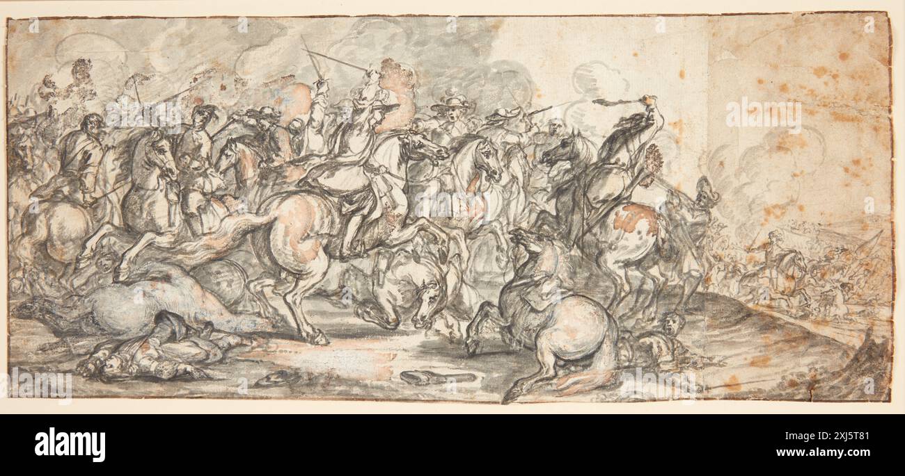 Drawing showing an equestrian match, highlighting mounted riders in ...