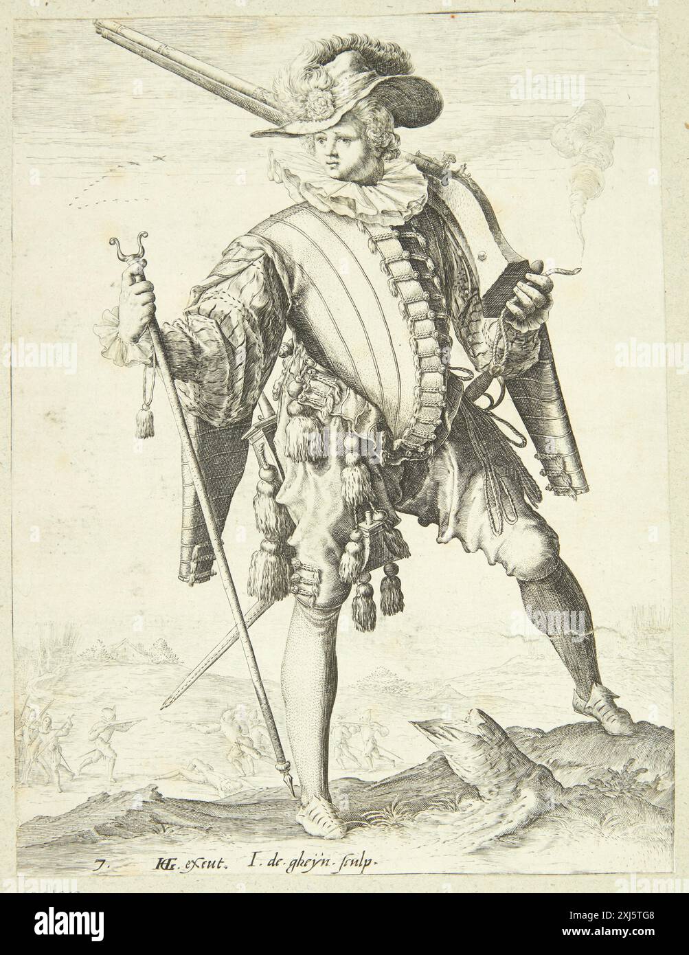 Soldier with garden gay (archaebuse) Gheyn II, Jacques de 1565 - 1629 ...