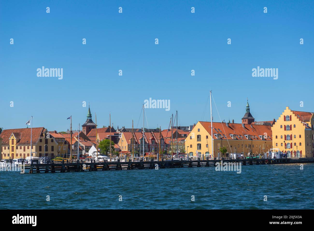 Maritime Svendborg, cityscape, marina, pier, church towers, historic ...