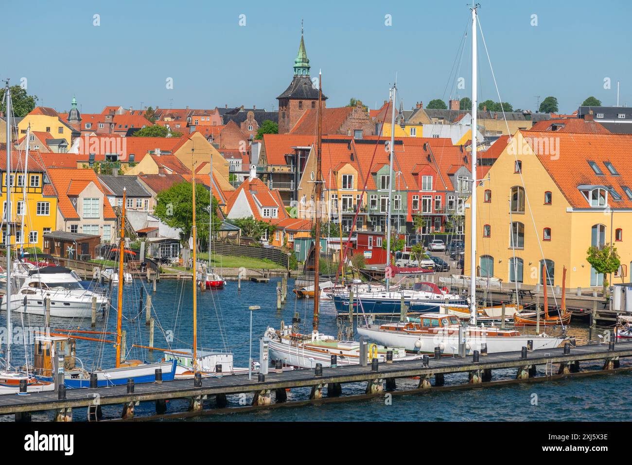 Maritime Svendborg, cityscape, museum harbour, historic sailing ships ...