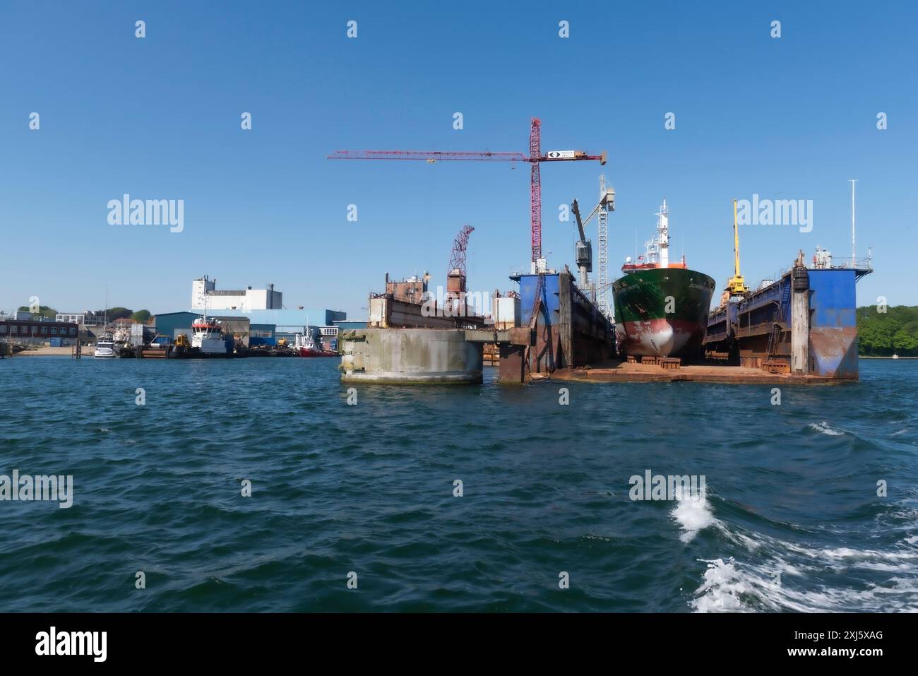 Svendborg harbour, shipping, dry dock, ship, repair, crane, Baltic Sea ...