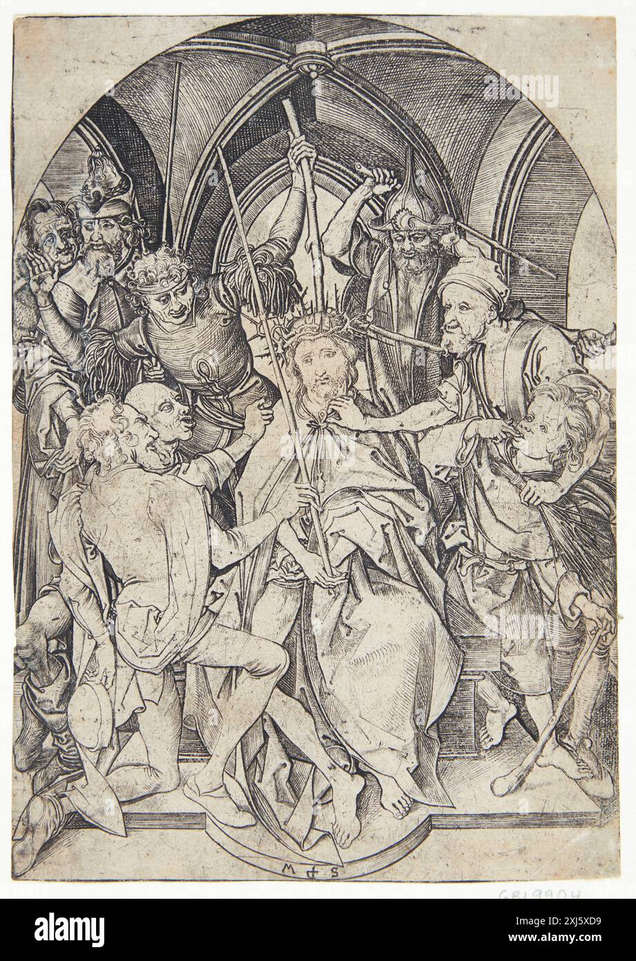 Copper engraving depicting the crowning with thorns of Christ, created ...