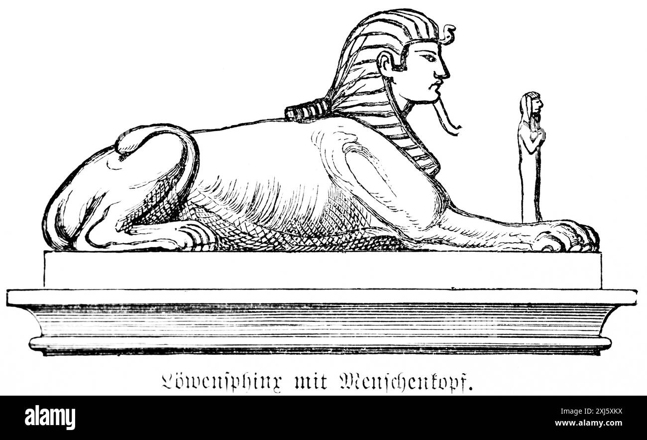 Ancient Egyptian sphinx, lion sphinx lying with human head, historical ...