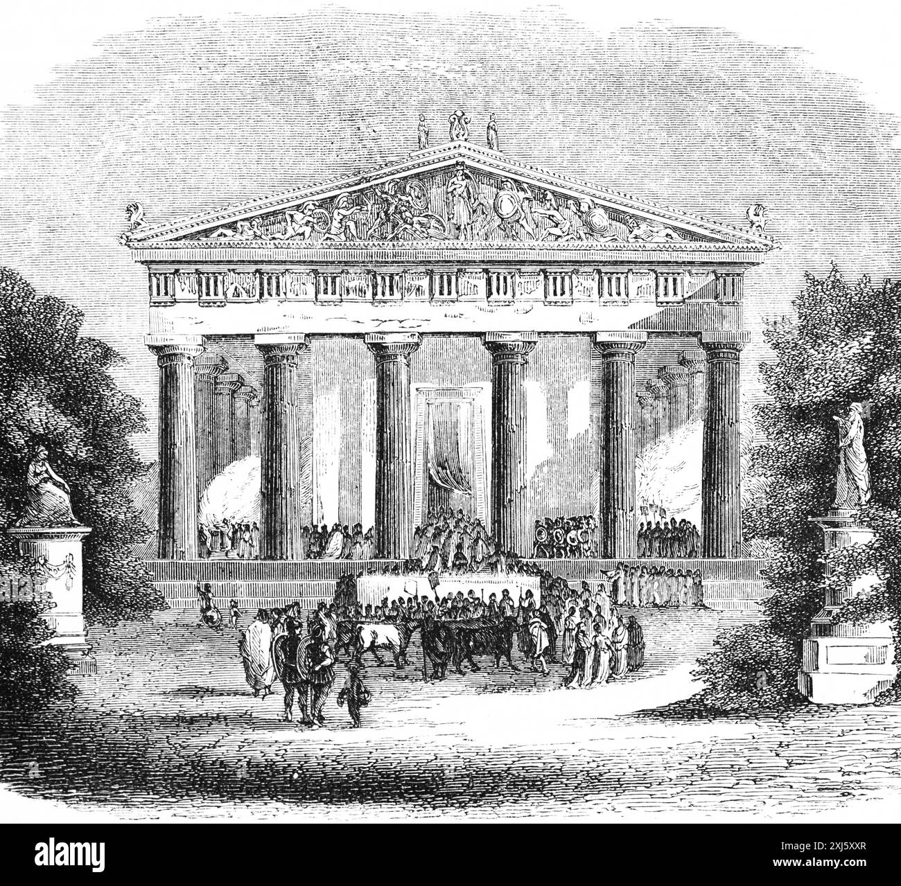 Greek temple facade Black and White Stock Photos & Images - Alamy