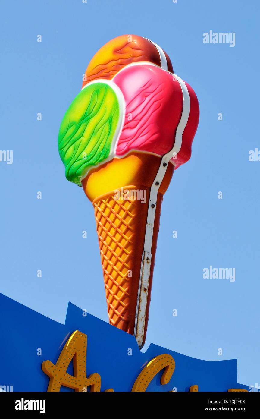 Ice cream cone shop sign Stock Photo - Alamy