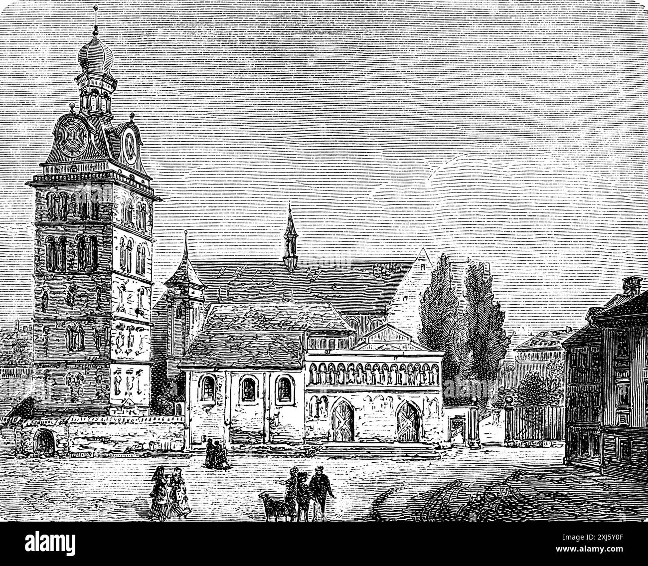Basilica of St Emmeram in Regensburg, square freestanding tower, tower ...