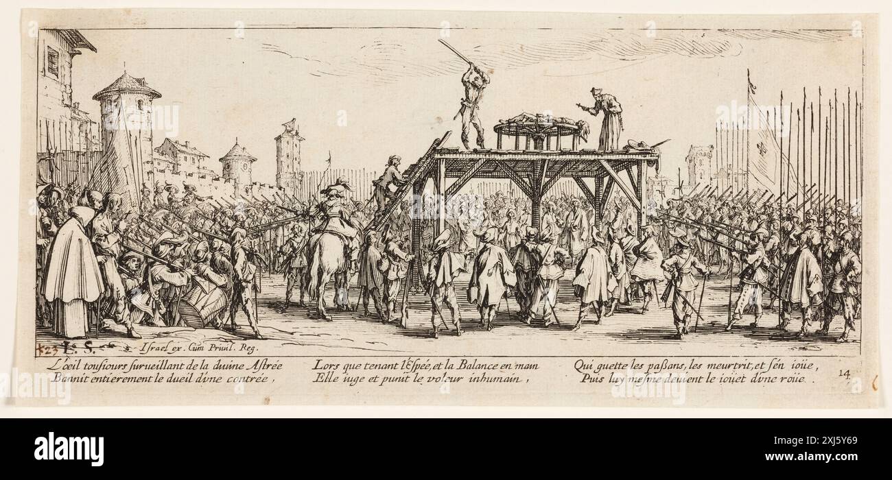 Engraving by Jacques Callot, printed by Israel Henriet, depicting a ...