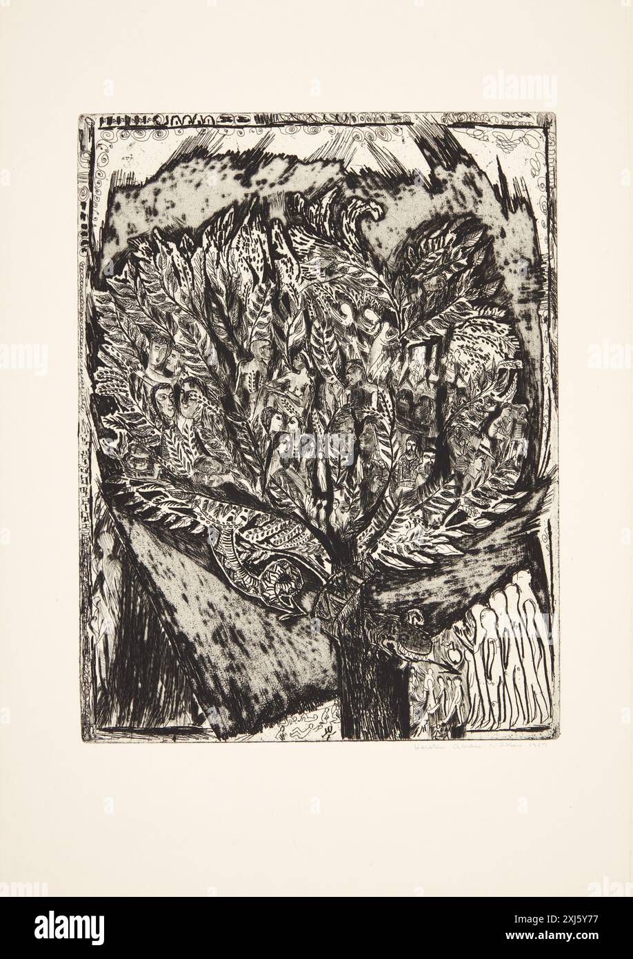 The loop. Dune landscape with sign Nielsen, Henry 1907 - 1937 Etching ...